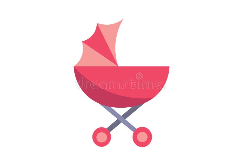 Vector Illustration of Pink Baby Stroller Stock Vector - Illustration ...