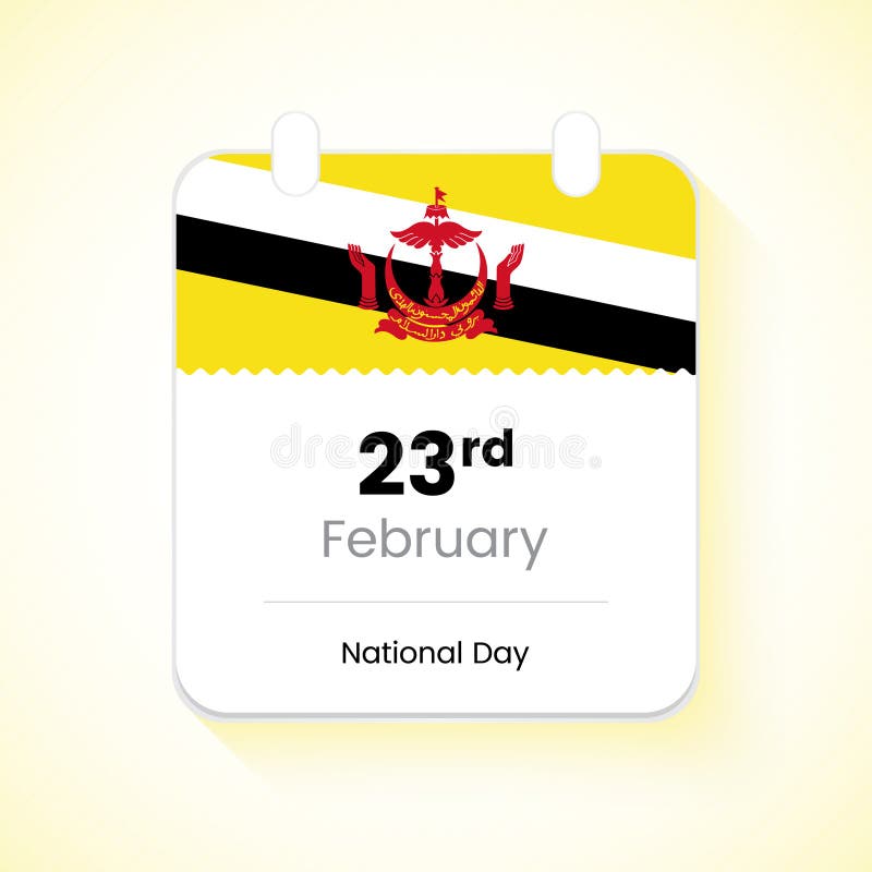 23rd February Independence Day of Brunei. Country Calendar Concept ...