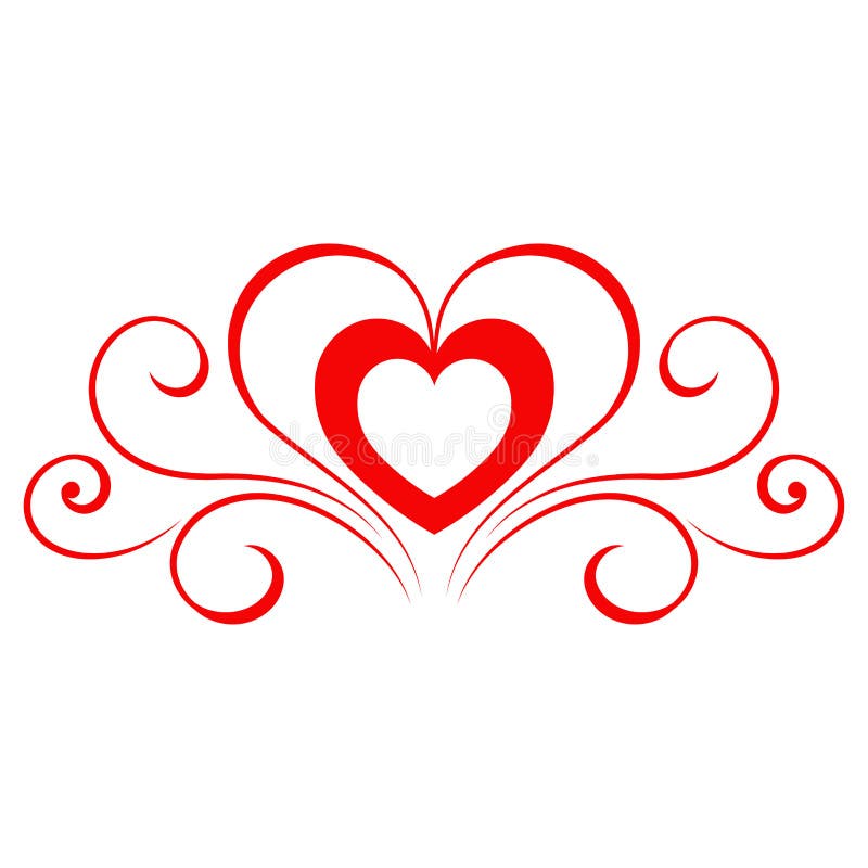 Fancy Red Heart Outline
