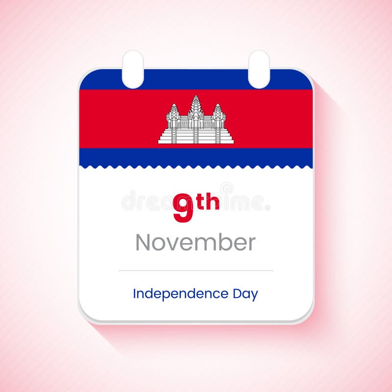 9th November Independence Day of Cambodia Calendar. Artistic Flat ...