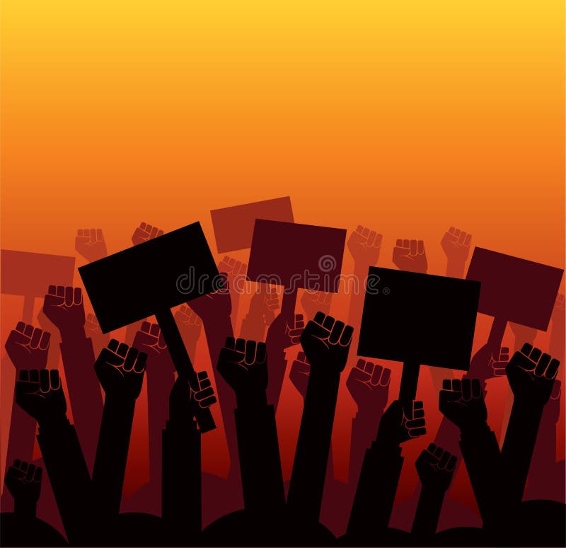 Group of Fists Raised in Air. Group of Protestors Fists Raised Up in ...