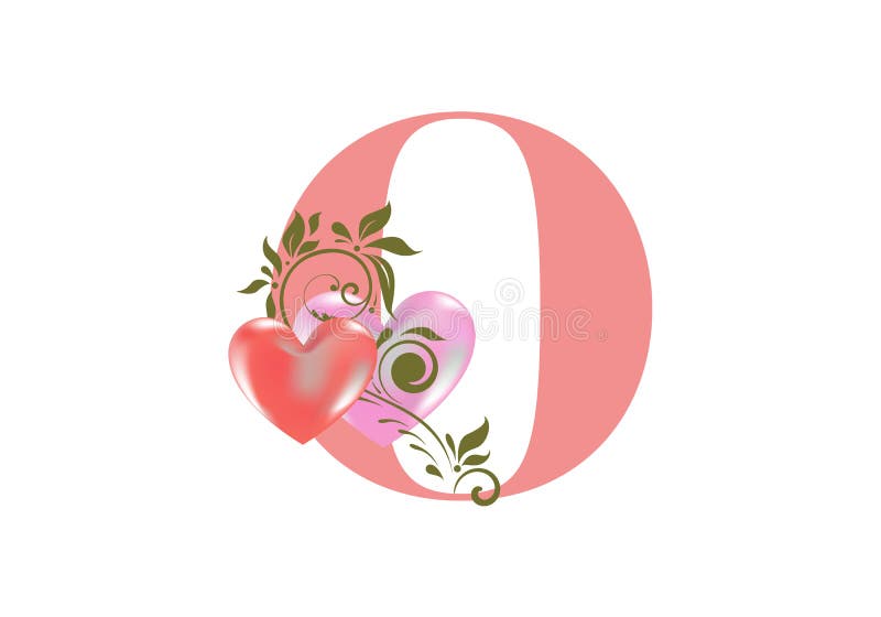 Floral Alphabet, Letter O with Two Hearts. Monogram for Wedding ...