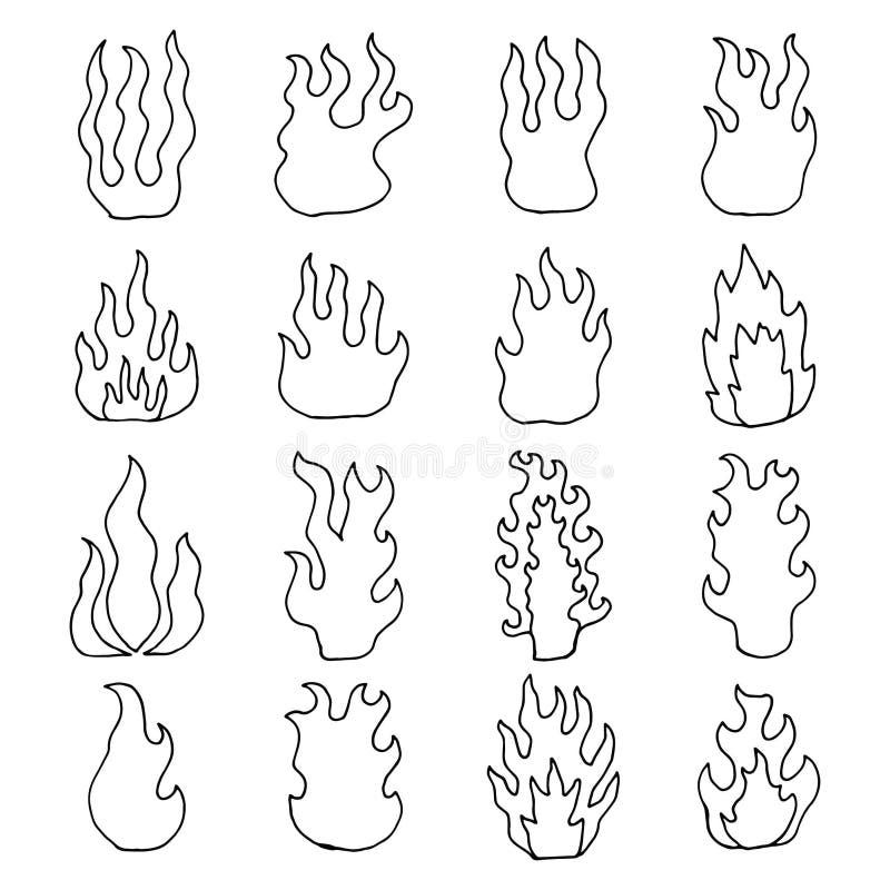Fire Set Vector Sketch Icons Stock Vector - Illustration of icons, fire ...
