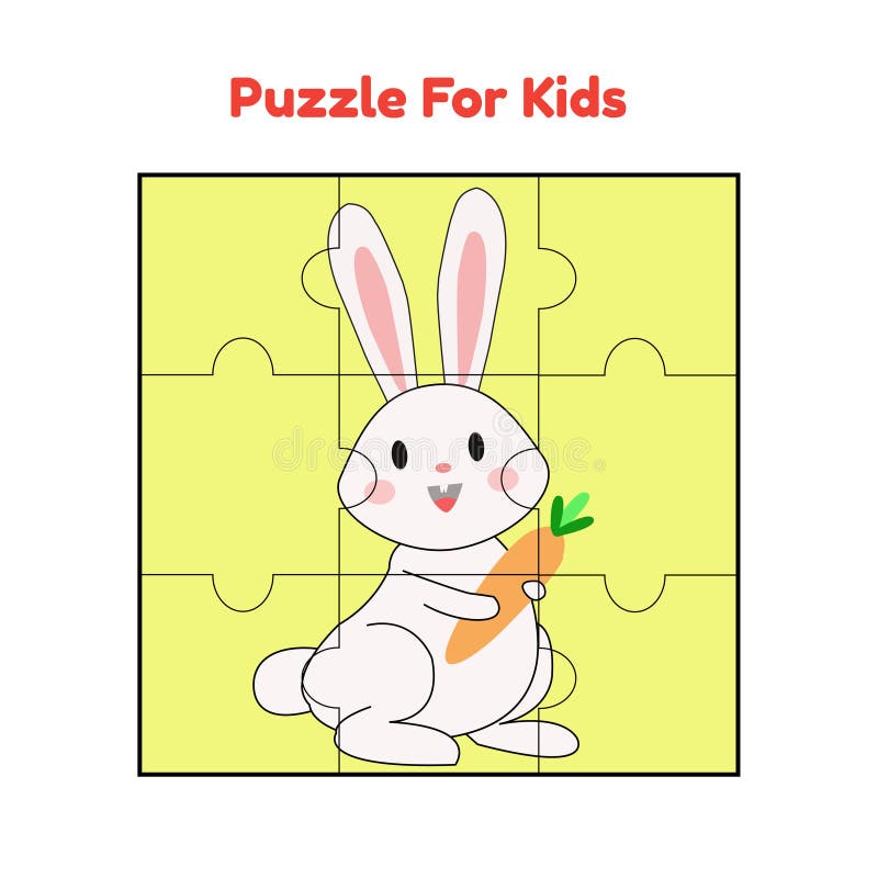 Puzzle Jigsaw Game Animal Rabbit for Kids Jigsaw Stock Vector ...