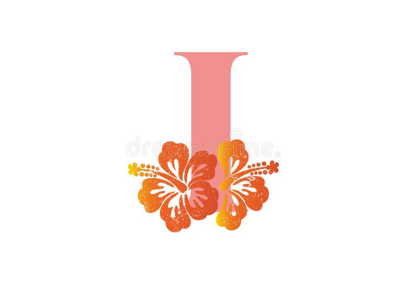 Monogram Initials Letter a with Hibiscus Flower on White Background ...