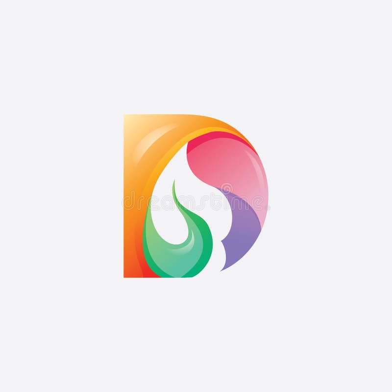 Letter D Full Color Logo Design Modern Style Stock Illustration ...