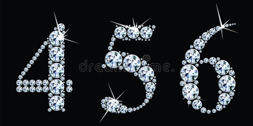 Diamond Numbers Set 4,5,6. Vector Eps10 Stock Vector - Illustration of ...
