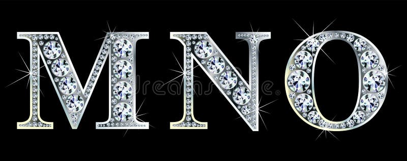Diamond Alphabet Letters. Stunning Beautiful MNO Jewelry Set in Gems ...