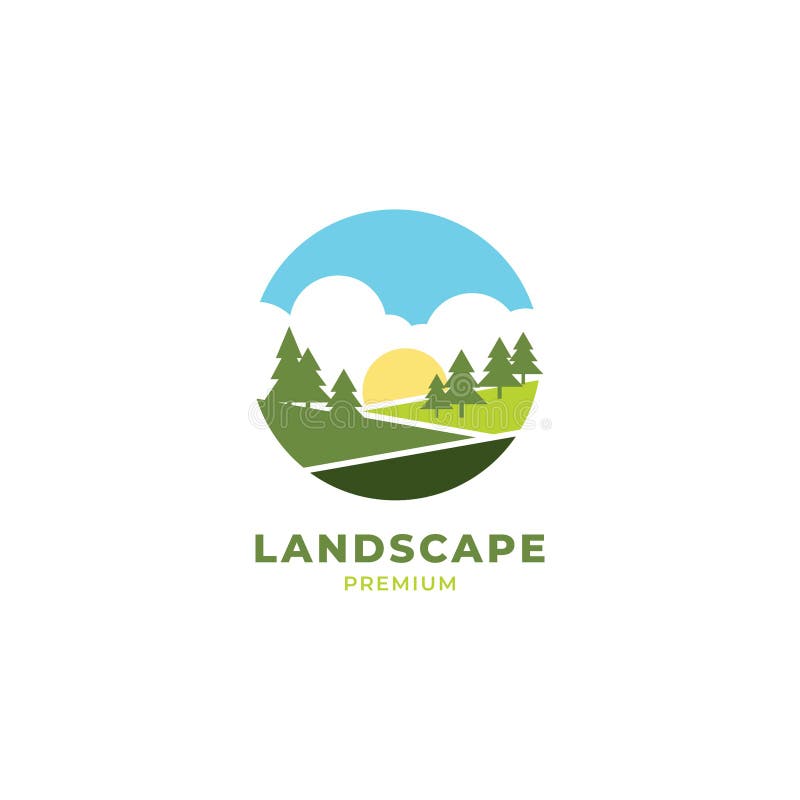 Landscape Logo Design Illustration Template Stock Vector - Illustration ...