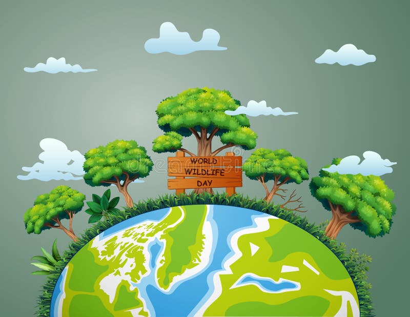 World Wildlife Day Sign with Plant and Trees on Earth Stock ...
