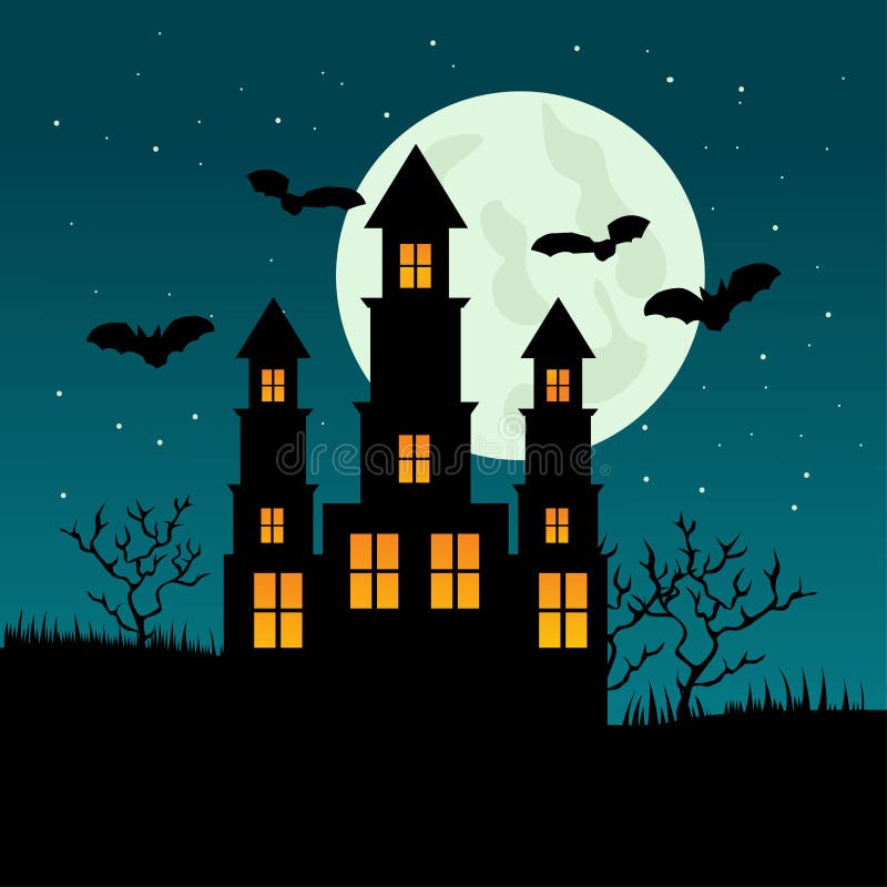 Halloween Haunted Castle. Vector Illustration Stock Vector ...