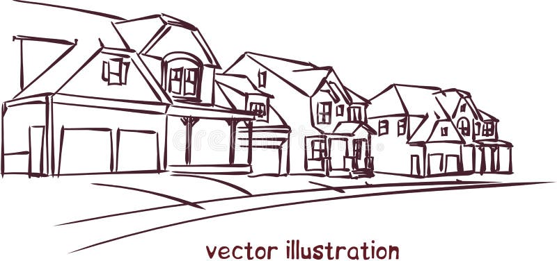 Vector Sketch of Europe Suburb Stock Vector - Illustration of estate ...