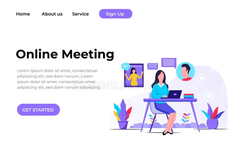 Modern Flat Design Concept Illustration of Online Meeting Landing Page ...