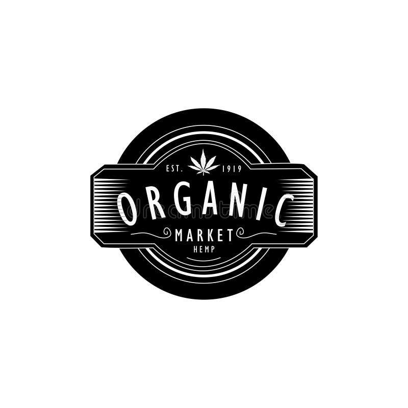 Simple Organic Hemp Logo Vintage Design Stock Vector - Illustration of ...