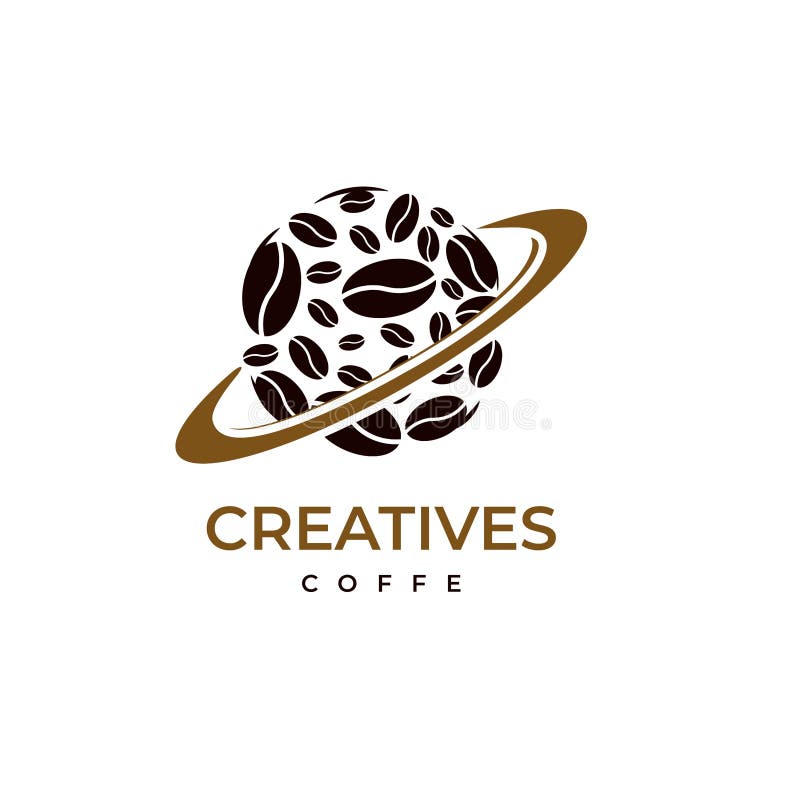 Planet Coffee Illustration Logo Design Template Stock Vector ...