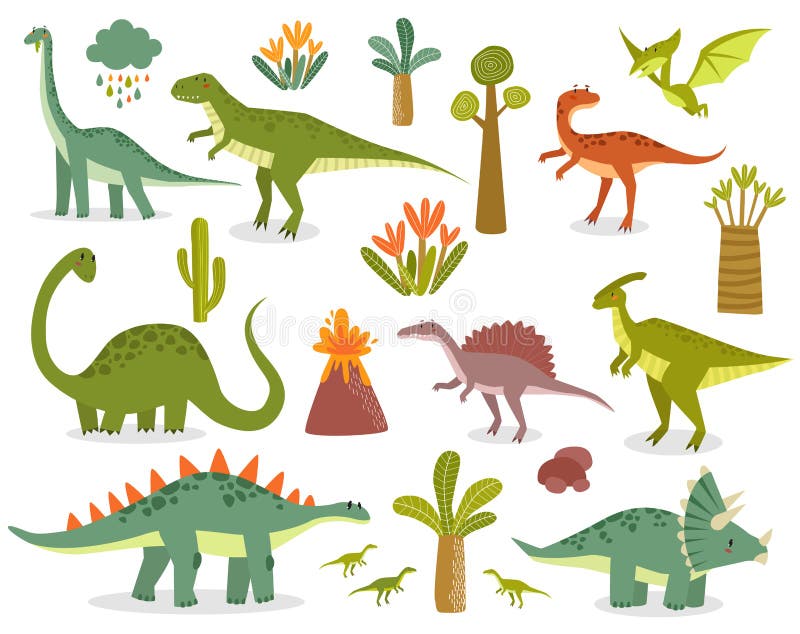 Dinosaurs of Jurassic Period Vector Format Land Line Art Illustration ...