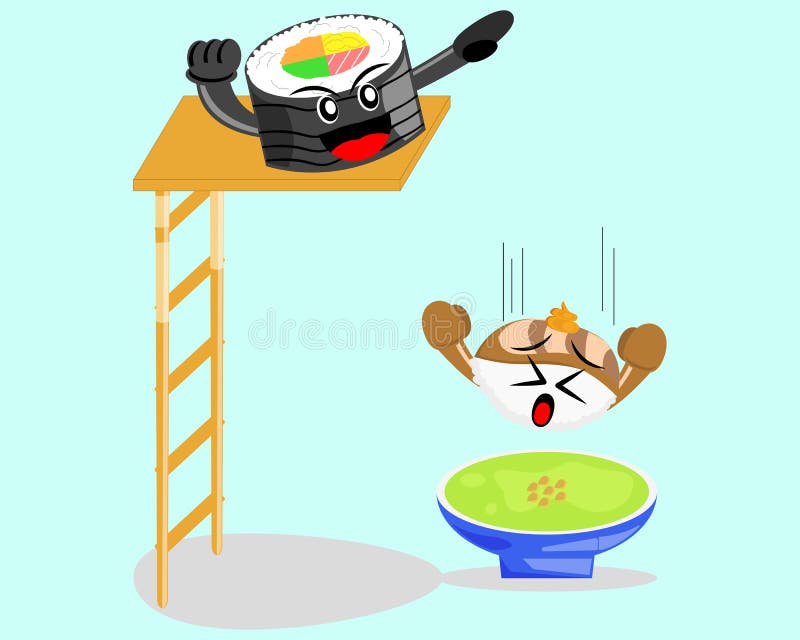 Illustration Cartoon Character of Japanese Food, Sushi Does a Wonderful ...