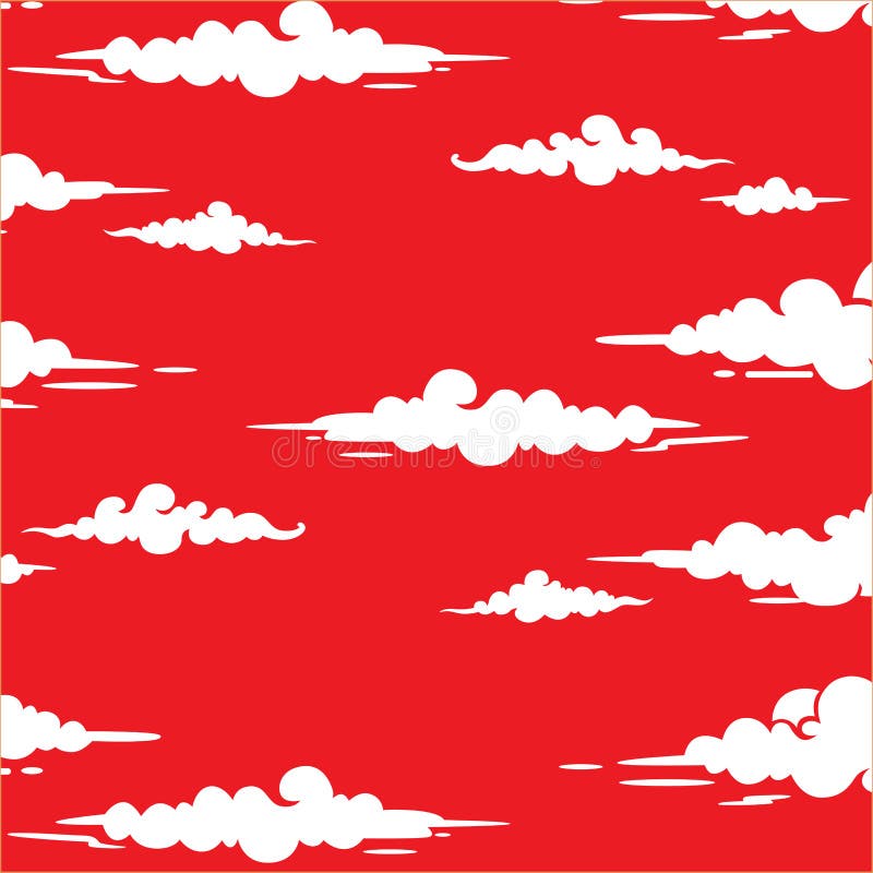 Clouds Pattern on Red Background, Seamless Cloud Stock Vector ...