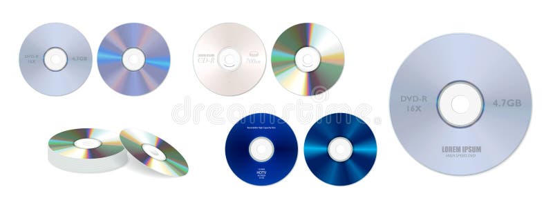 Set of Realistic Dvd High Speed or Cd Disc Isolated or Stack of Compact ...