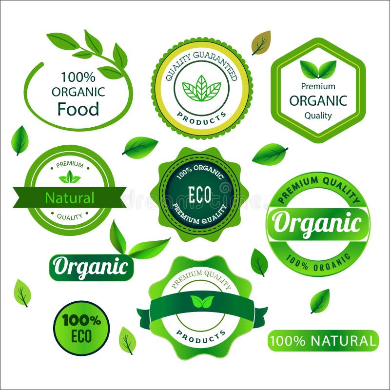 Set of Natural Labels Isolated Stock Vector - Illustration of ...