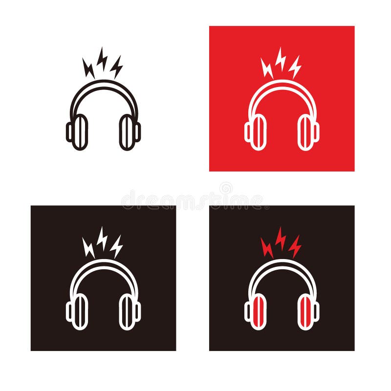 Set of Headphone with Lightning Sign for Music Listening, Broadcast or ...