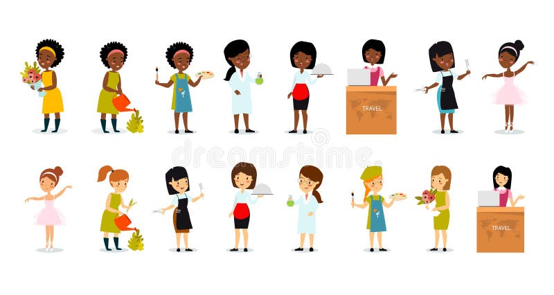 Print. Vector Set of Female Professions. Stock Vector - Illustration of ...