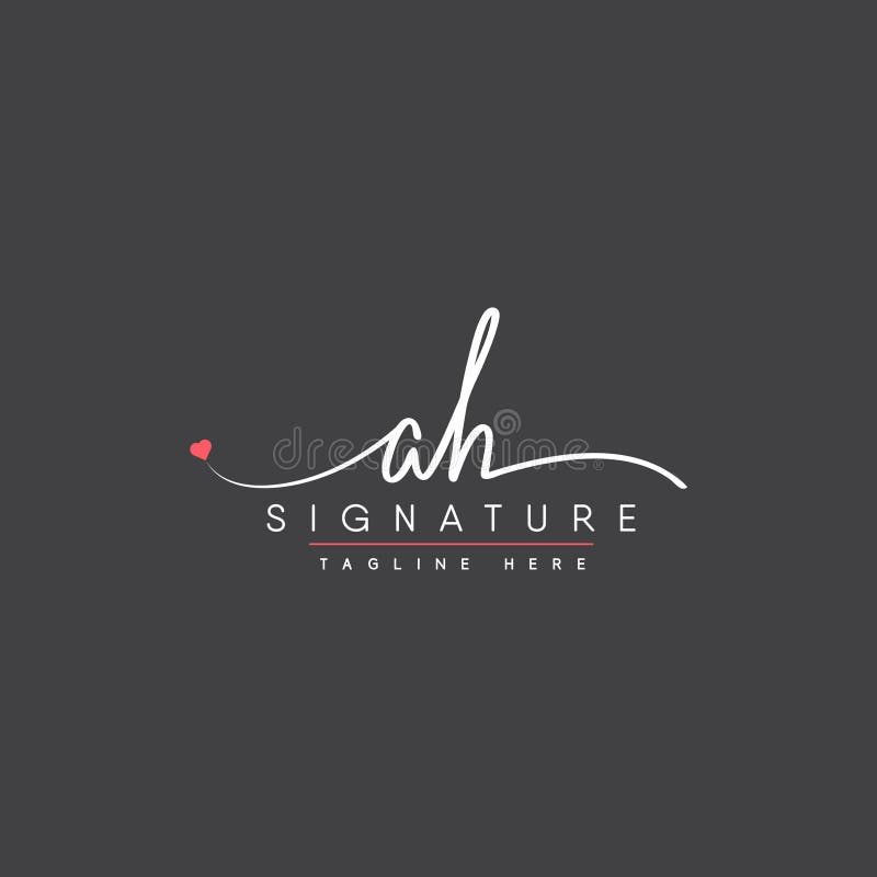 AH Signature Logo - Handwritten Vector Logo for Letter Stock Vector ...