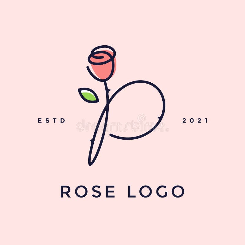 Charming Initial Rose Flower P Stock Vector - Illustration of nature ...