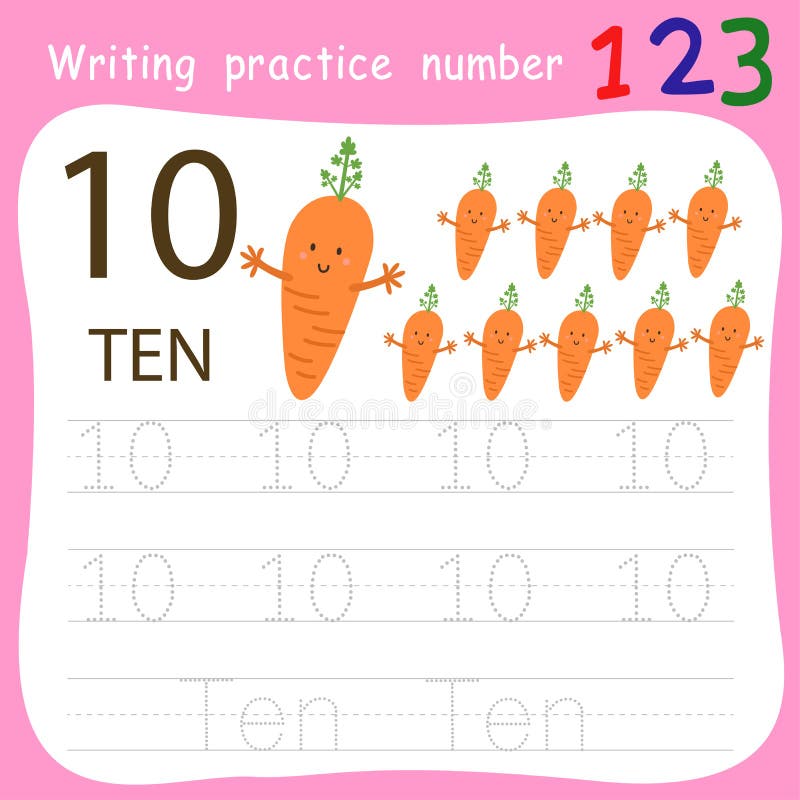 Handwriting Practice Number Ten Stock Illustrations – 123 Handwriting ...