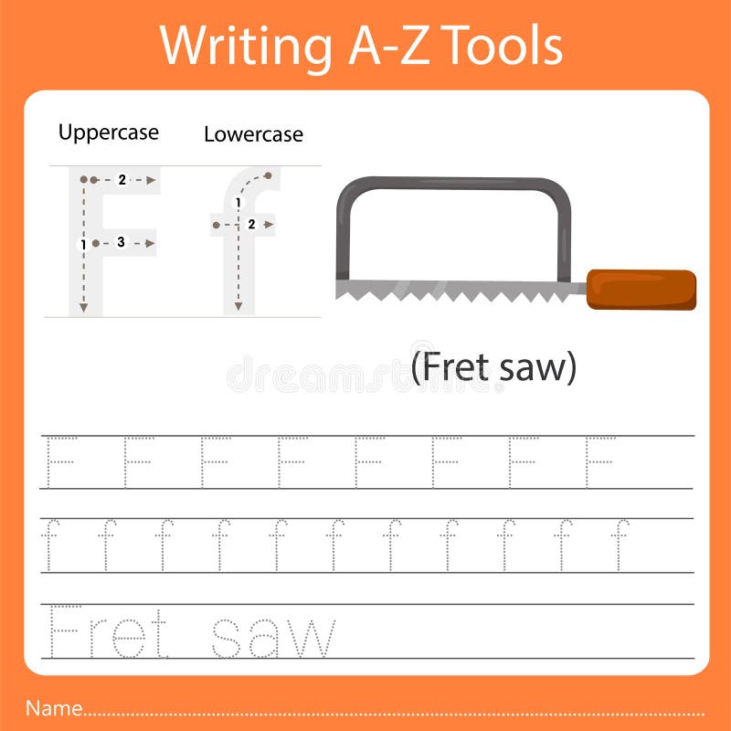Illustrator of Writing a-z Tools F is Fret Saw Stock Vector ...