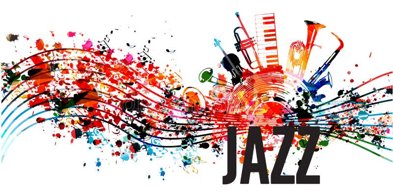 Colorful Jazz Music Promotional Poster with Musical Instruments and ...