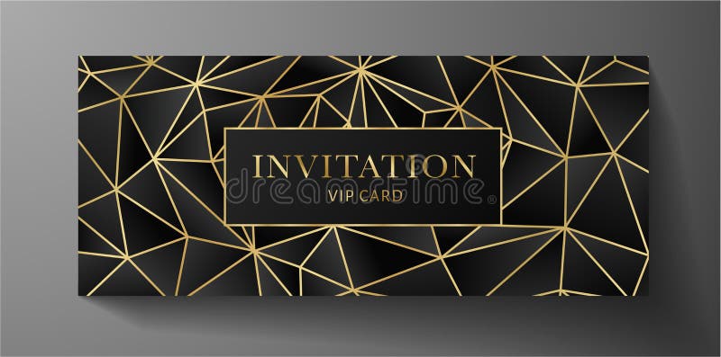 Premium VIP Invitation Template with Abstract Black Triangle Pattern ...