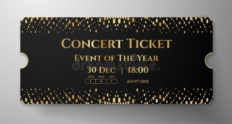 Premium Black, Gold, Silver Ticket Template Design. Luxury Background ...