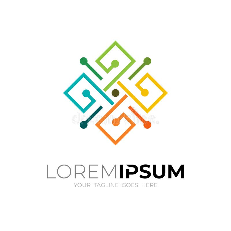 Abstract Line Design Technology , Square Logo Stock Vector ...