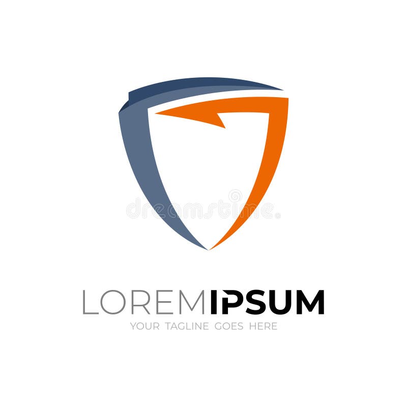 Simple Shield Logo Template, Line Style with Modern Icons Stock Vector ...