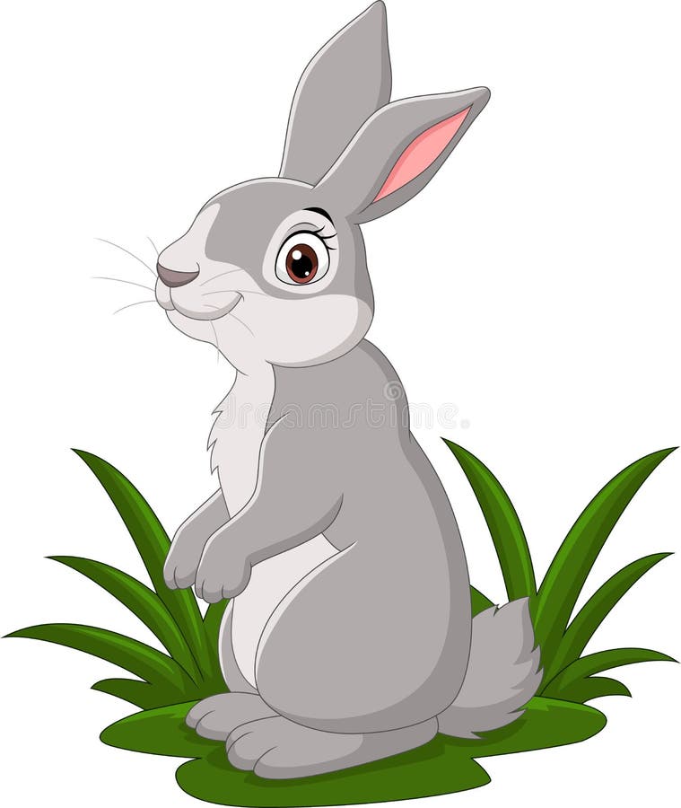 Cartoon Funny Rabbit in the Grass Stock Vector - Illustration of field ...