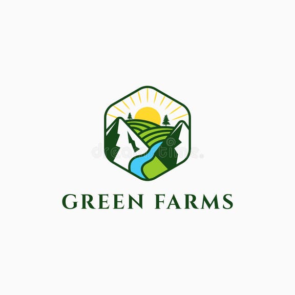 Hexagon Agriculture Eco Green Eco Farm Logon Design Template. Stock ...