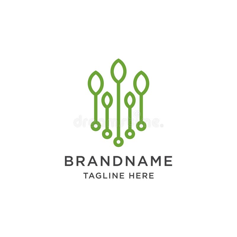 Leaf with Dot Tech Forest Logo Icon Design Template Stock Vector ...