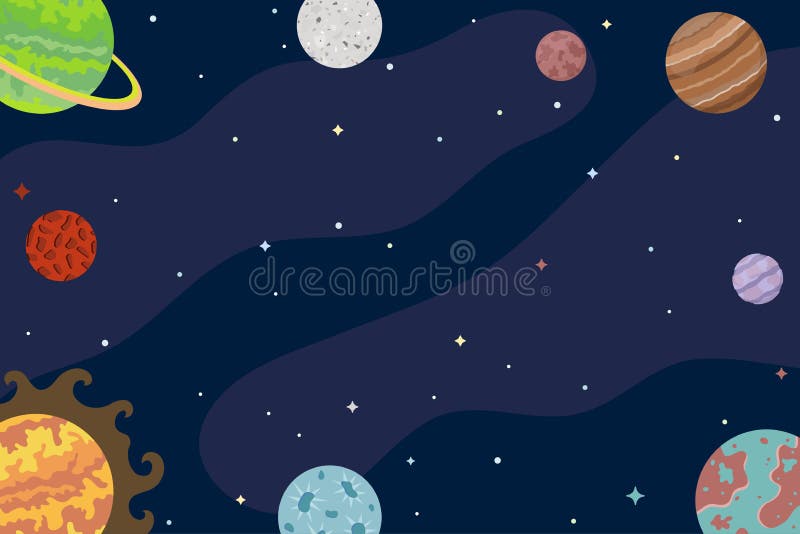 Space Background. Banner with Abstract Planets, Universe, Cosmos Stock ...