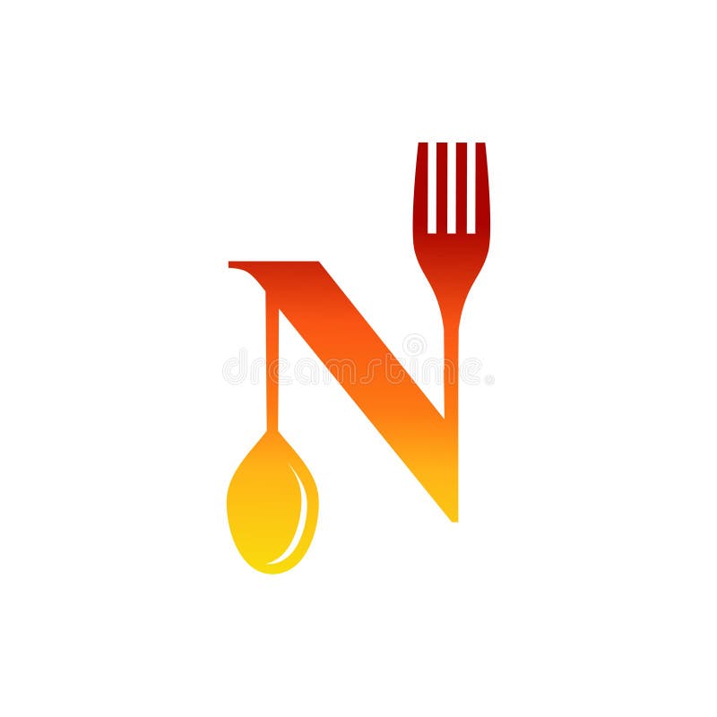 Letter N Spoon and Fork Logo Design Vecktor Stock Vector - Illustration ...