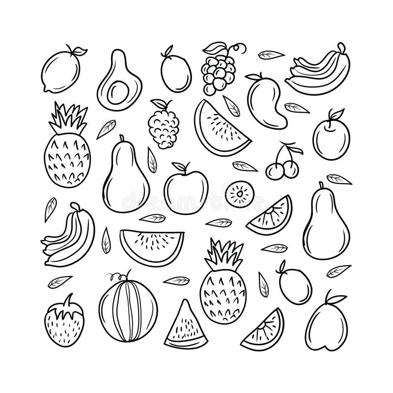 Simple Set of Fruit Vector Sign, Linear Style Pictogram Vector ...