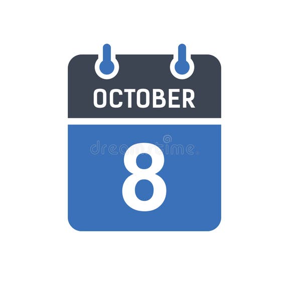 October 8 Calendar Date Icon, Event Date Icon, Calendar Date, Icon ...