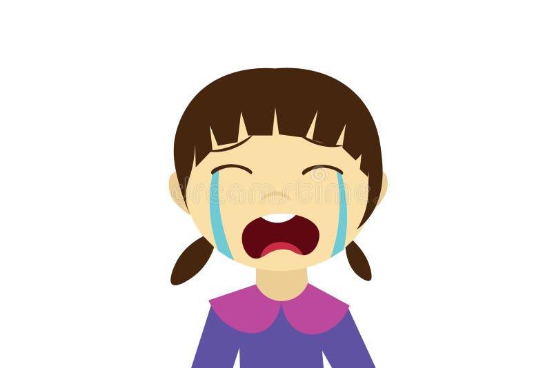 Little Brown Haired Girl is Crying Stock Vector - Illustration of ...