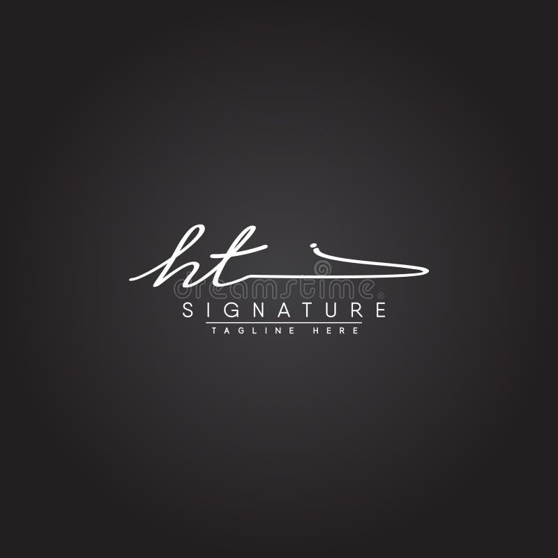 Initial Letter HT Logo - Handwritten Vector Logo in Signature Stock ...