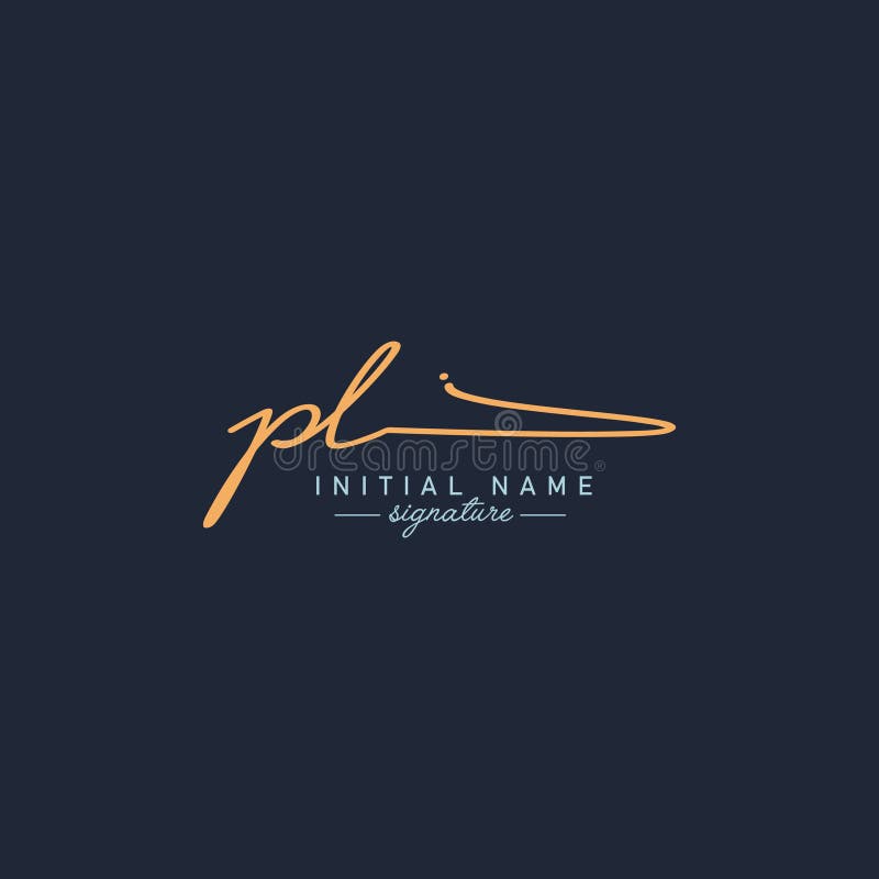 PL Initial Letter Logo - Hand Drawn Signature Stock Vector ...