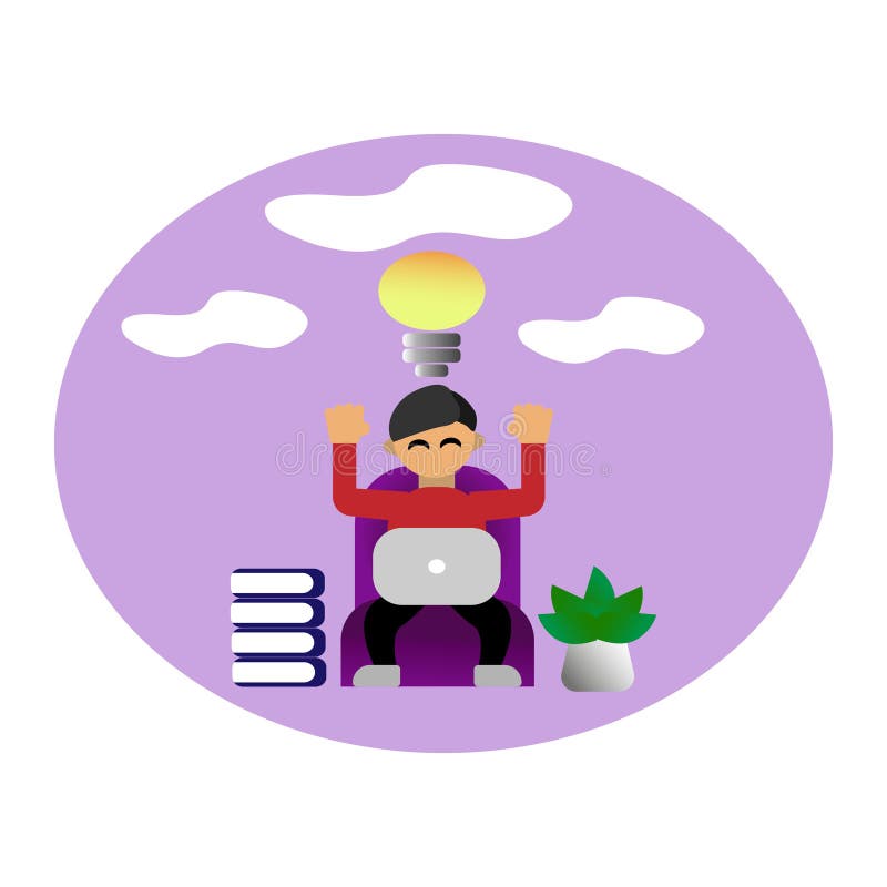 Man with idea stock vector. Illustration of male, happy - 211362395