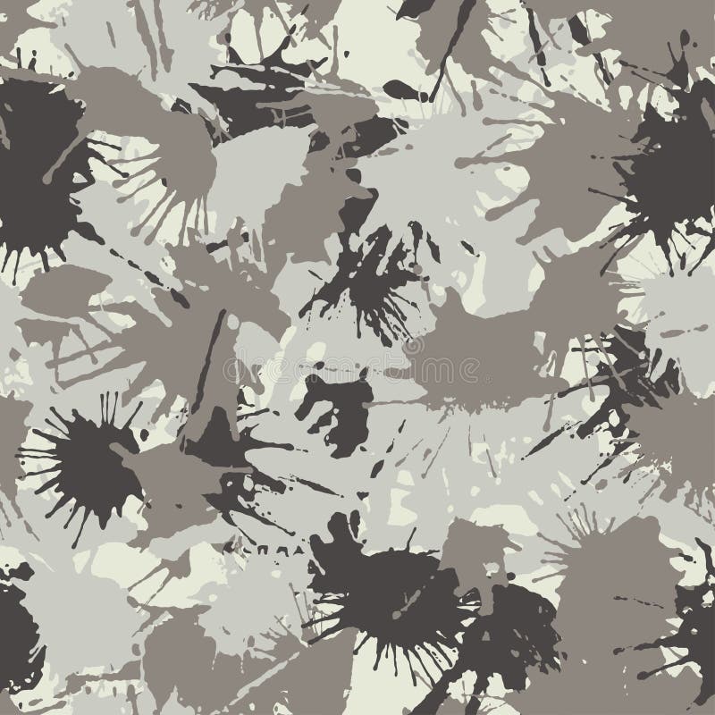 Blots Camo, Ink Grunge Seamless Pattern. Paint Splashes Spots. Hand ...
