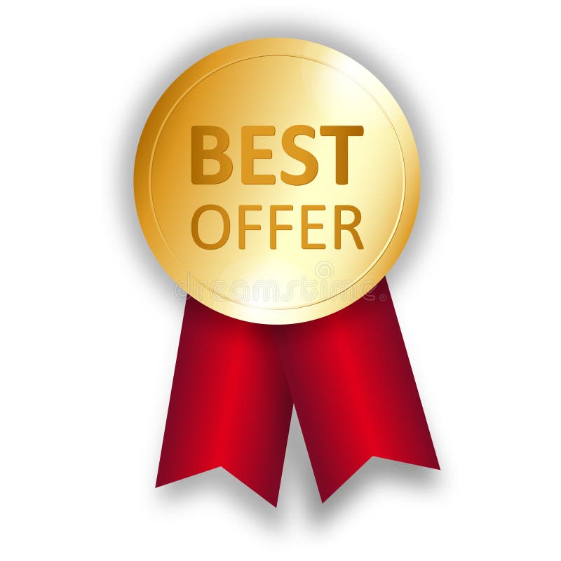 Best offer gold badge stock vector. Illustration of promotion - 211481692