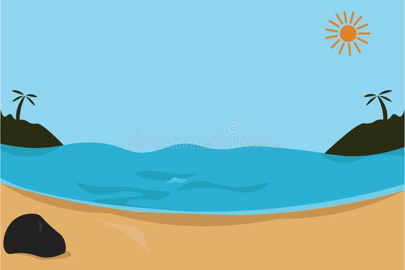 Beach View with Scorching Sunshine Stock Vector - Illustration of beach ...