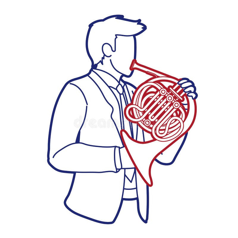 French Horn Instrument Cartoon Music Graphic Vector Stock Vector ...